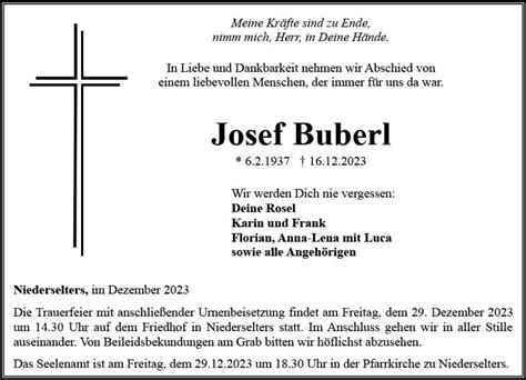 Traueranzeigen Von Josef Buberl Vrm Trauerde