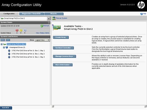 how to configure the hp smart array p420 raid controller from the kvm