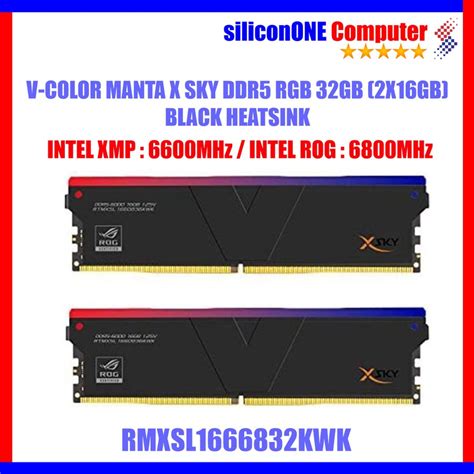 Jual V Color 32gb 2x16gb Manta X Sky Rgb Vcolor Ddr5 Black Heatsink Intel Xmp Intel Rog