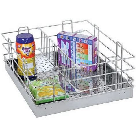 Stainless Steel Square Perforated Partition Basket For Kitchen No Of