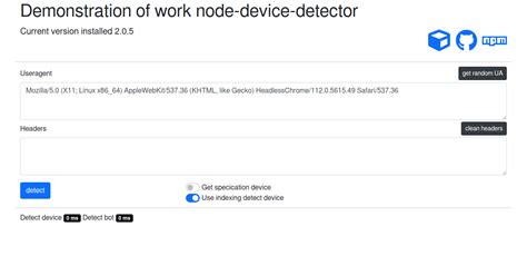Demo Node Device Detect Codesandbox