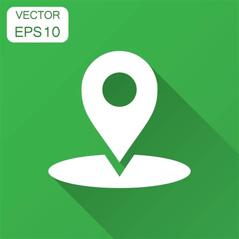 Premium Vector Map Pointer In Flat Style Gps Navigation Mark Illustration With Long Shadow