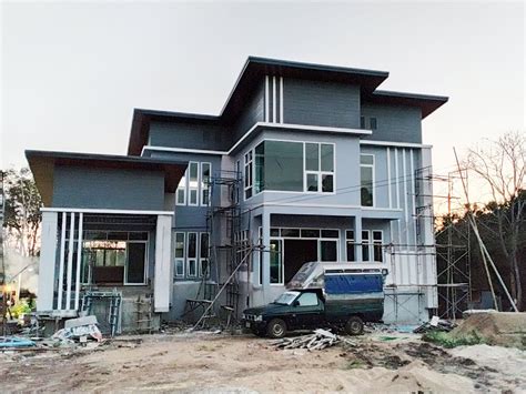 แบบบ้านสองชั้นเล่นระดับ4ห้องนอน Md01 แบบบ้านโมเดิร์น แปลนบ้าน แบบก่อสร้างสไตล์โมเดิร์น