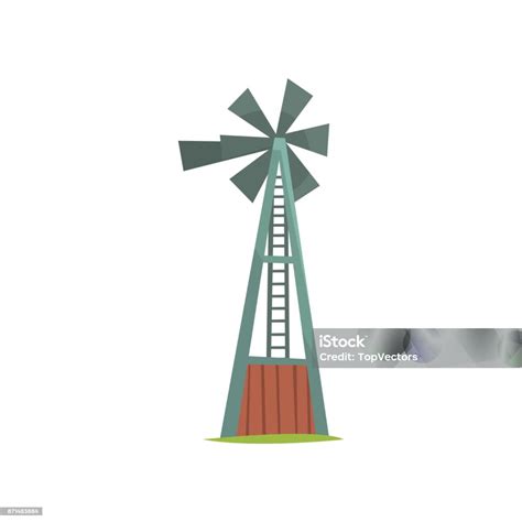 바람 물 펌프 지상 만화 벡터 일러스트 레이 션에서에서 포 주 물에 대 한 전통적인 건축 0명에 대한 스톡 벡터 아트 및 기타 이미지 0명 개념 날씨 Istock