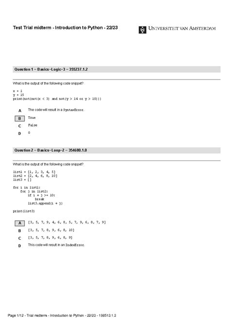 Trial Midterm Exam With Solutions 2023 Test Trial Midterm Introduction To Python 22