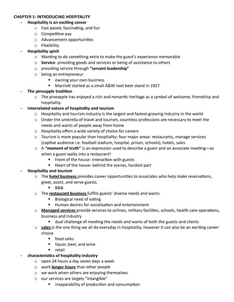 Chapter 1 Lecture Notes 1 CHAPTER 1 INTRODUCING HOSPITALITY