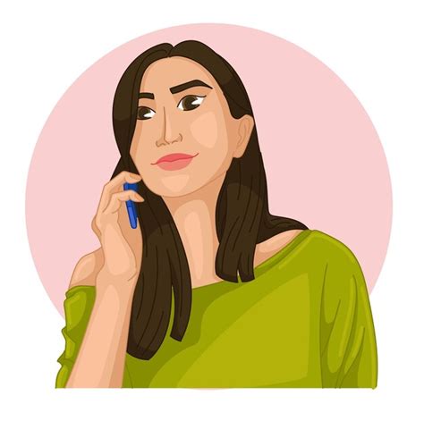 Premium Vector Young Woman Talking On A Phone Call