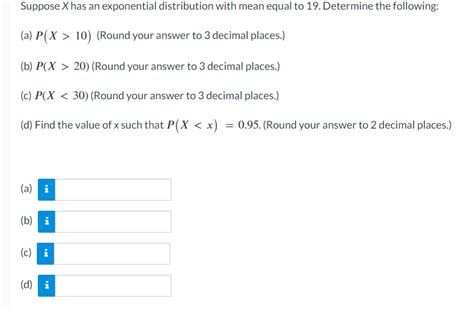 Solved Suppose X Has An Exponential Distribution With Mean Chegg Com