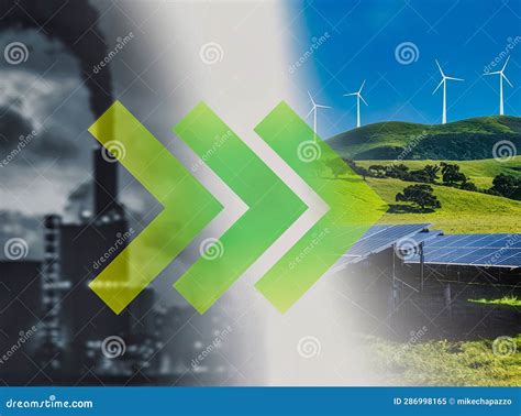 Energy Transition From Fossil Fuel To Green Energy Stock Image Image