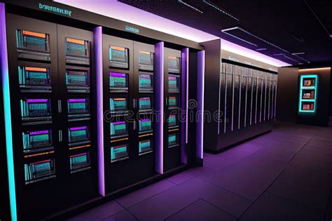 high tech library data center with holographic displays and touch