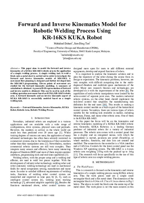 Pdf Forward And Inverse Kinematics Model For Robotic Welding Process