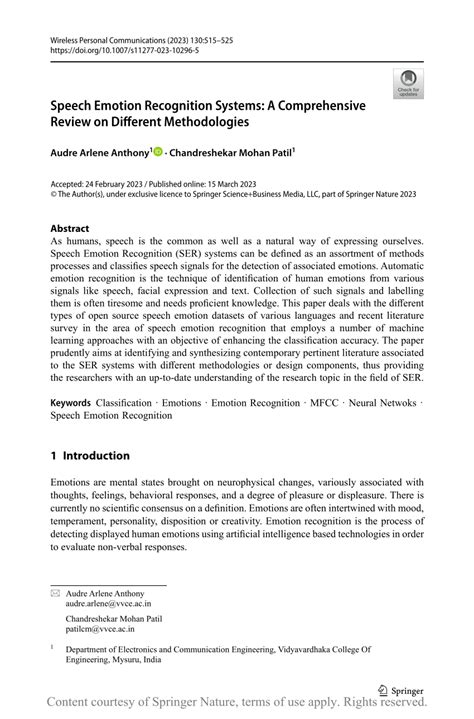 Speech Emotion Recognition Systems A Comprehensive Review On Different