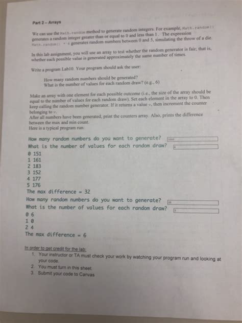 Solved Part Arrays We Can Use The Math Randon Method To Chegg