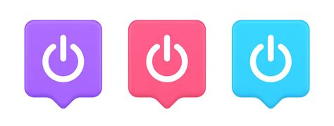Shutdown Turn On Off Button Energy Switch Power Start Stop Web App Design 3d Realistic Speech
