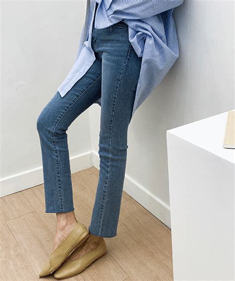 레베르 하이 컷팅 데님 팬츠 에이블리