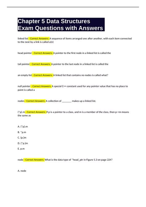 Chapter 5 Data Structures Exam Questions With Answers Data Structures