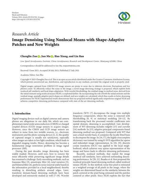 Pdf Image Denoising Using Nonlocal Means With Shape Adaptive Patches And New Weights