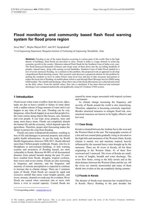 Pdf Flood Monitoring And Community Based Flash Flood Warning System