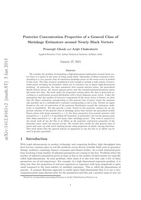 Pdf Posterior Concentration Properties Of A General Class Of Shrinkage Priors Around Nearly