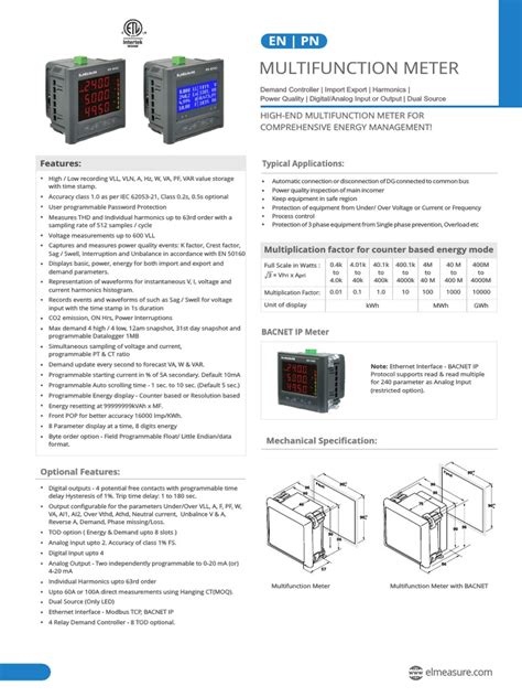 Elmeasure Maximum Demand Controller Catalog Pdf Electrical
