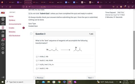 Solved K Asu Syllab Room Qui X Asu Course Asu Bio 35 Asu Quiz Chm2