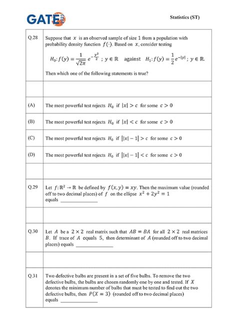Gate 2023 Statistics Question Papers
