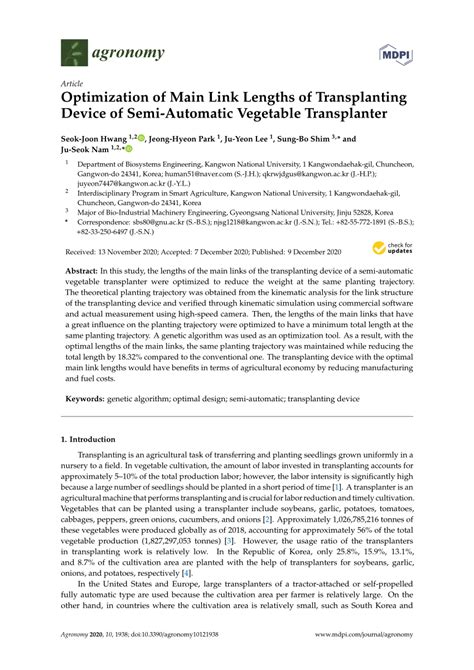 Pdf Optimization Of Main Link Lengths Of Transplanting Device Of Semi Automatic Vegetable