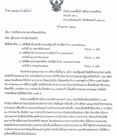 ก มหาดไทย แจ้ง ปรับเพิ่มค่าอาหารกลางวัน เป็น 21 บาทต่อคน เริ่ม ปี