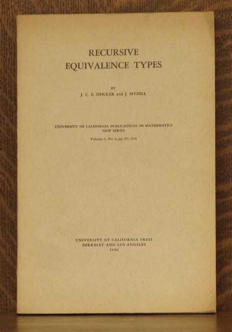 Recursive Equivalence Types University Of California Publications In