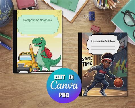 Editable School Composition Book Cover Designs Instant Download Etsy