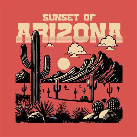 Sunset Of Arizona Landscape Illustration With Retro Style 53413674