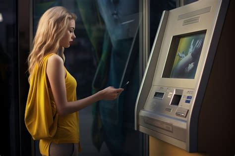 Premium AI Image A Beautiful Woman At An ATM Cash Machine Making A Transaction With Her Credit