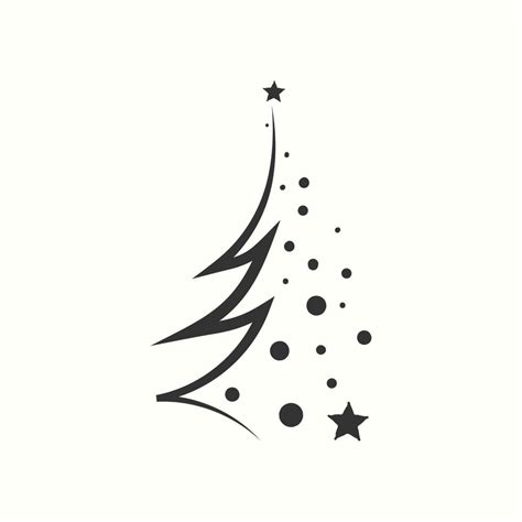 Christmas Tree Silhouette Hand Drawn Illustration On White Background