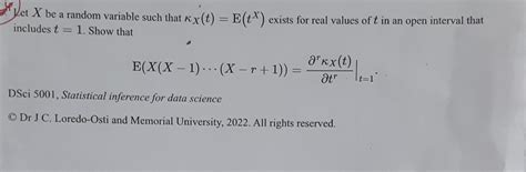 Let X be a random variable such that κX t E tX Chegg com
