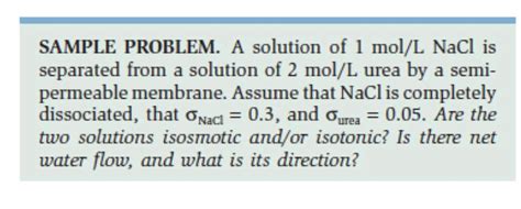 Solved SAMPLE PROBLEM A Solution Of 1 Mol LNaCl Is Chegg Com