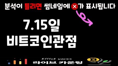 11 메로나빔 맞춘 카운팅 공개 7월15일 비트코인 단기관점 비트코인 알트코인 차트분석 엘리어트파동글렌닐리터미널
