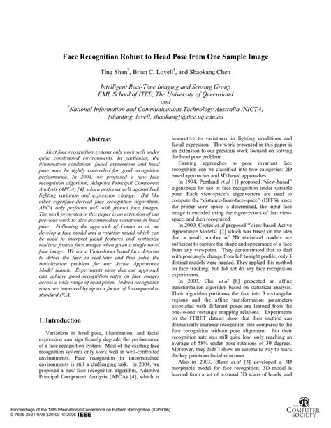 Pdf Face Recognition Robust To Head Pose From One Sample Image
