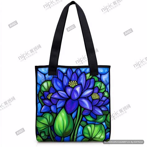 Ai创作图手提包印花纹样 花纹购物袋设计 包包印制图案 包案彩绘 花型图案手提袋 包包印刷图案 原创包案 包案设计 原创图案包包 荷花花鸟画手提袋 装饰画手提袋 手提包印花 花卉手提袋 环保袋