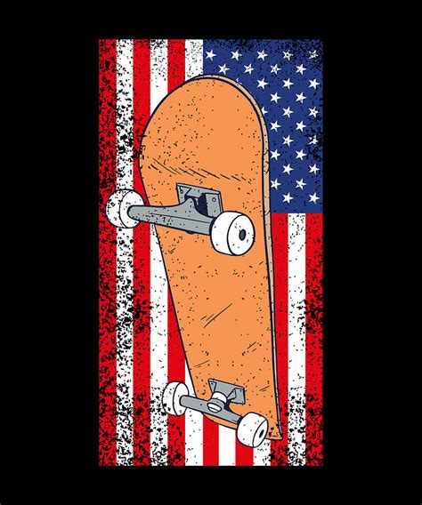 American Flag Skateboard 4th Of July Digital Art By P A Pixels
