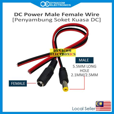 5 5x2 1mm 2 5mm Dc Power Male Female Socket Connector With Wire [penyambung Soket Kuasa Dc