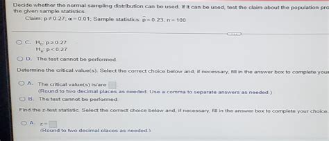 Solved Decide Whether The Normal Sampling Distribution Can