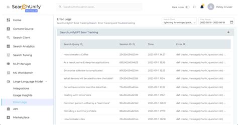 Using The Error Logs Tab