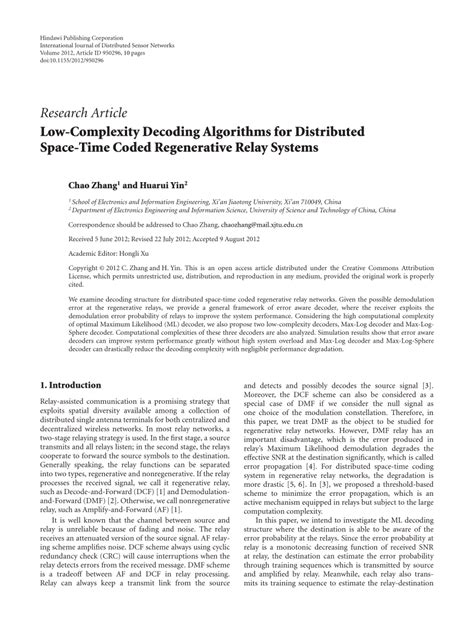 Pdf Low Complexity Decoding Algorithms For Distributed Space Time