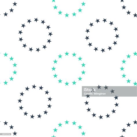 유럽 연합 아이콘의 녹색 플래그 흰색 배경에 절연 원활한 패턴 Eu 원 기호입니다 Eu 국기를 흔들며 벡터 개념에 대한 스톡