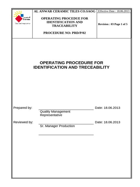 Procedure 2 Identification And Traceability Pdf Procedure 2 Identification And Traceability Pdf