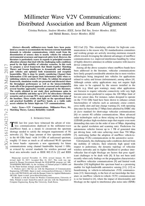 Pdf Millimeter Wave V2v Communications Distributed Association And Beam Alignment