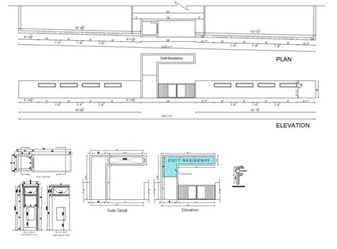 Main Gate And Fence Elevation Section And Drawing Details For Dutt Residency Dwg File