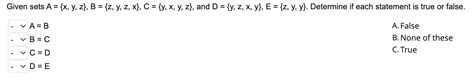 Solved Given Sets A X Y Z B Z Y Z X C Y Chegg Com