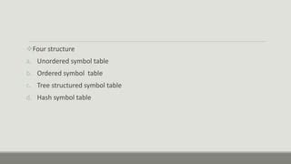 Data Structure Of Symbol Table Pptx