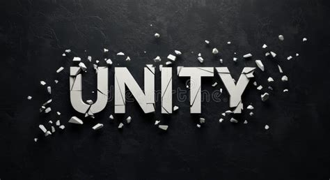 Unity Concept Shattered Letters On Dark Background Symbolizing Connection And Strength Stock